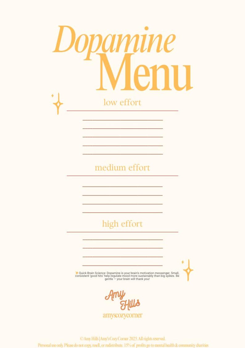 Dopamine Menu Printable | Mental Health PDF | Tiny Joys List for ...