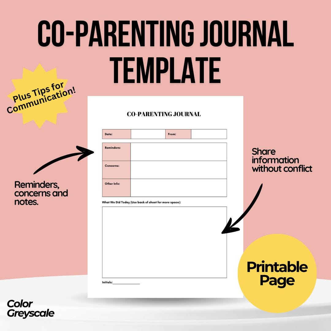Co-parenting Journal Template | Printable Shared Notes Page With Tips ...