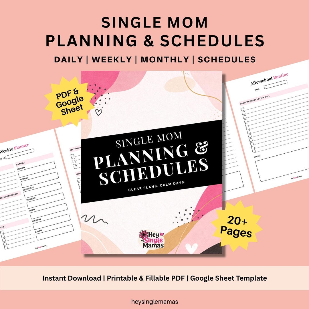 Single Mom Planner | Daily, Weekly, Monthly Schedules (PDF & Google ...