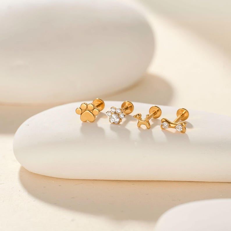 16G/18G Puppy Love Earring Set • Titanium Flat Back Earring • Helix ...