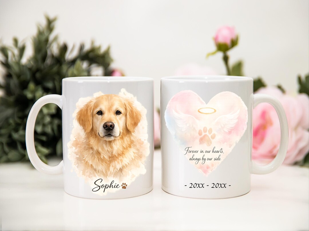 Personalized Pet Memorial Mug, Custom Dog Portrait Mug With Name, Pet ...