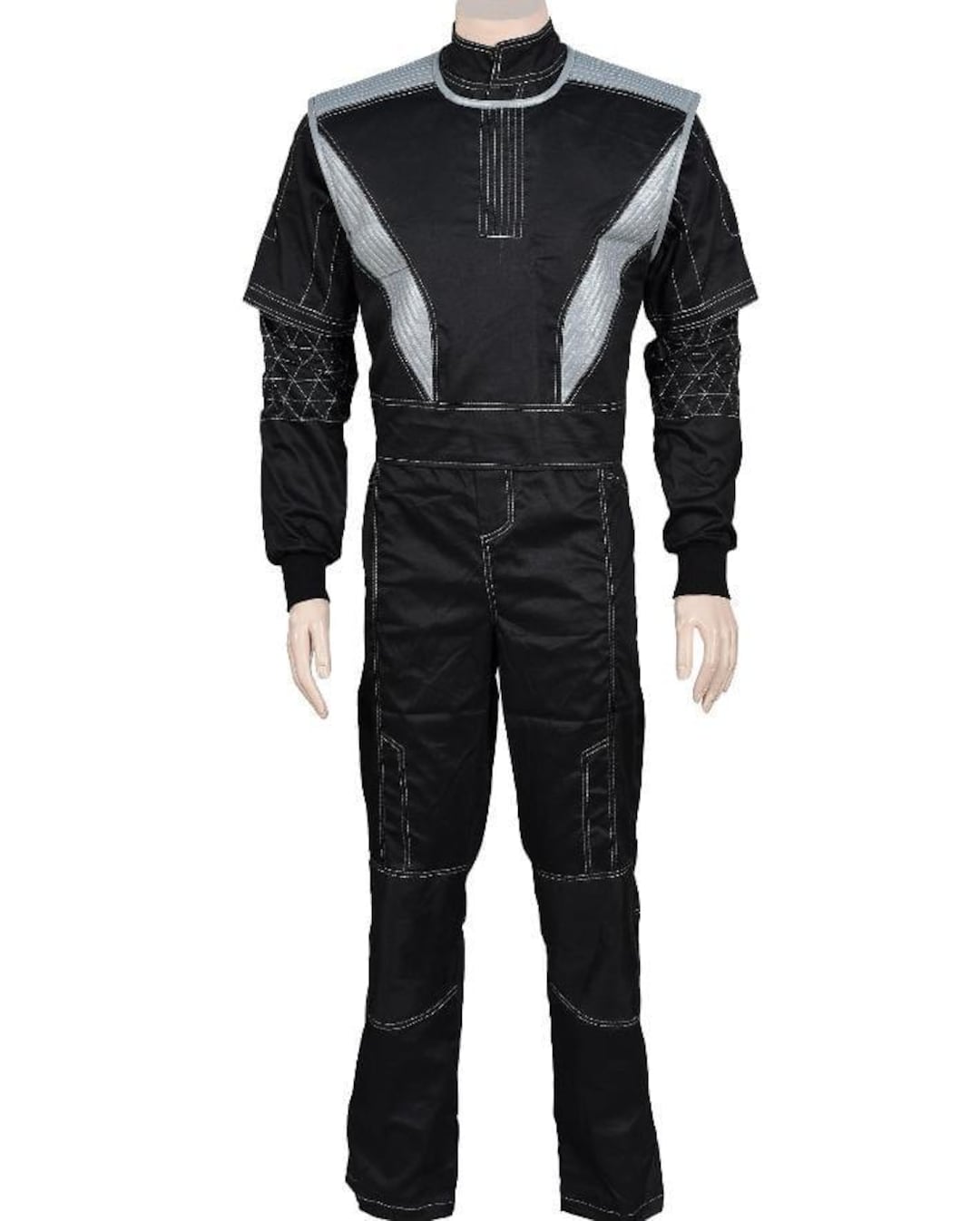 Black Tactical Pilot Jumpsuit Cosplay | Sci-fi Flight Suit With Quilted ...