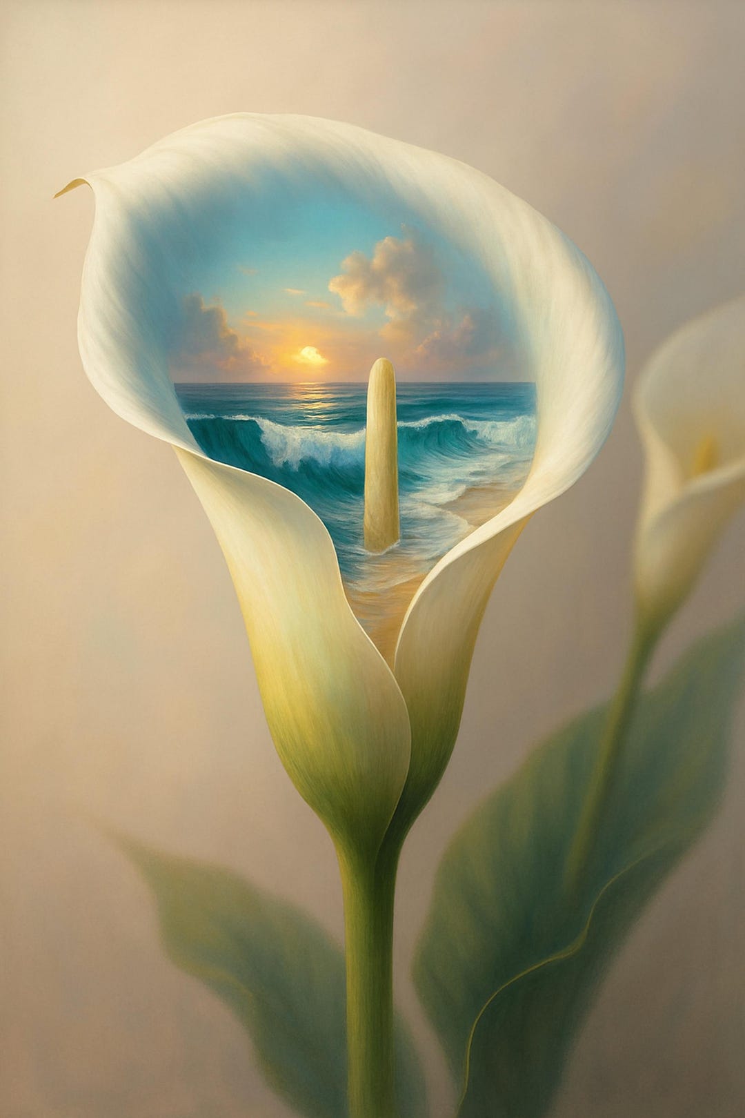 Calla Lily Ocean Portal Digital Download | Floral Seascape (vertical ...