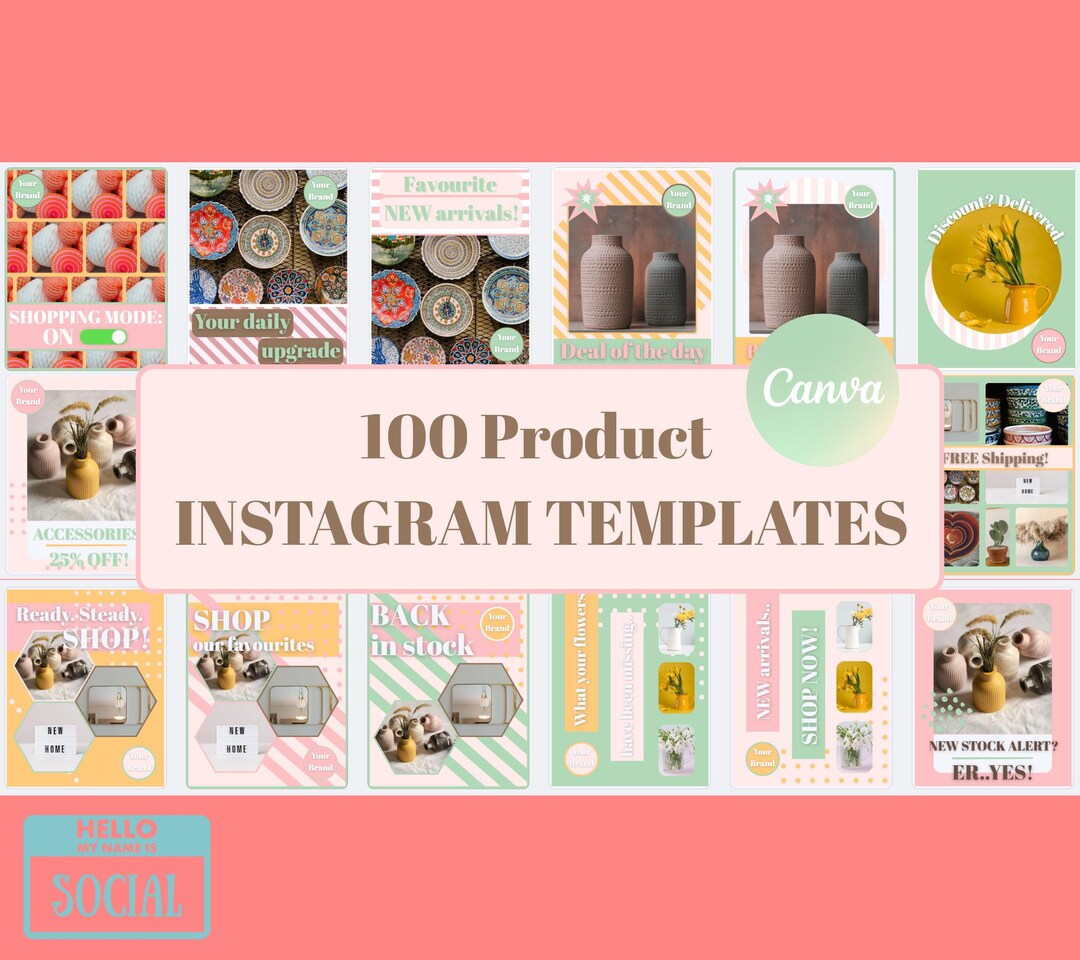 100 Instagram Templates - Product Themed Posts & Story - Colourful ...