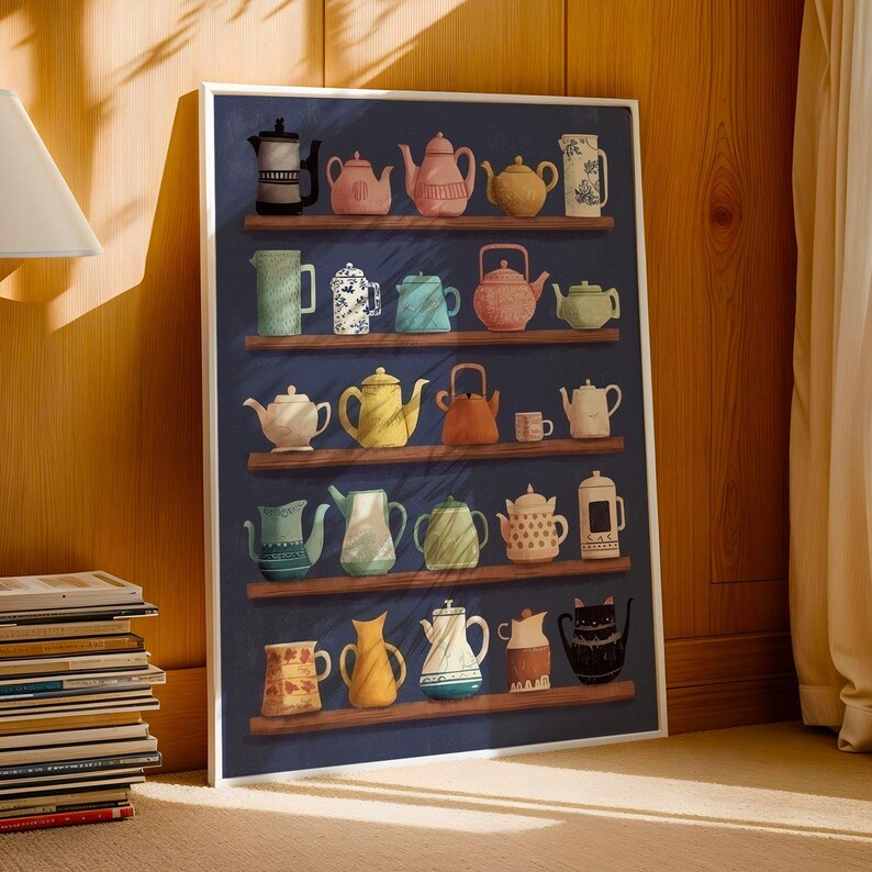 Vintage Teapot Poster | Tea Lover Wall Art | Cozy Kitchen Decor ...