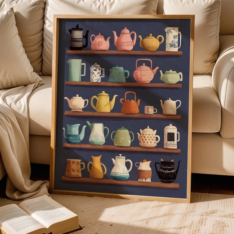 Vintage Teapot Poster | Tea Lover Wall Art | Cozy Kitchen Decor ...