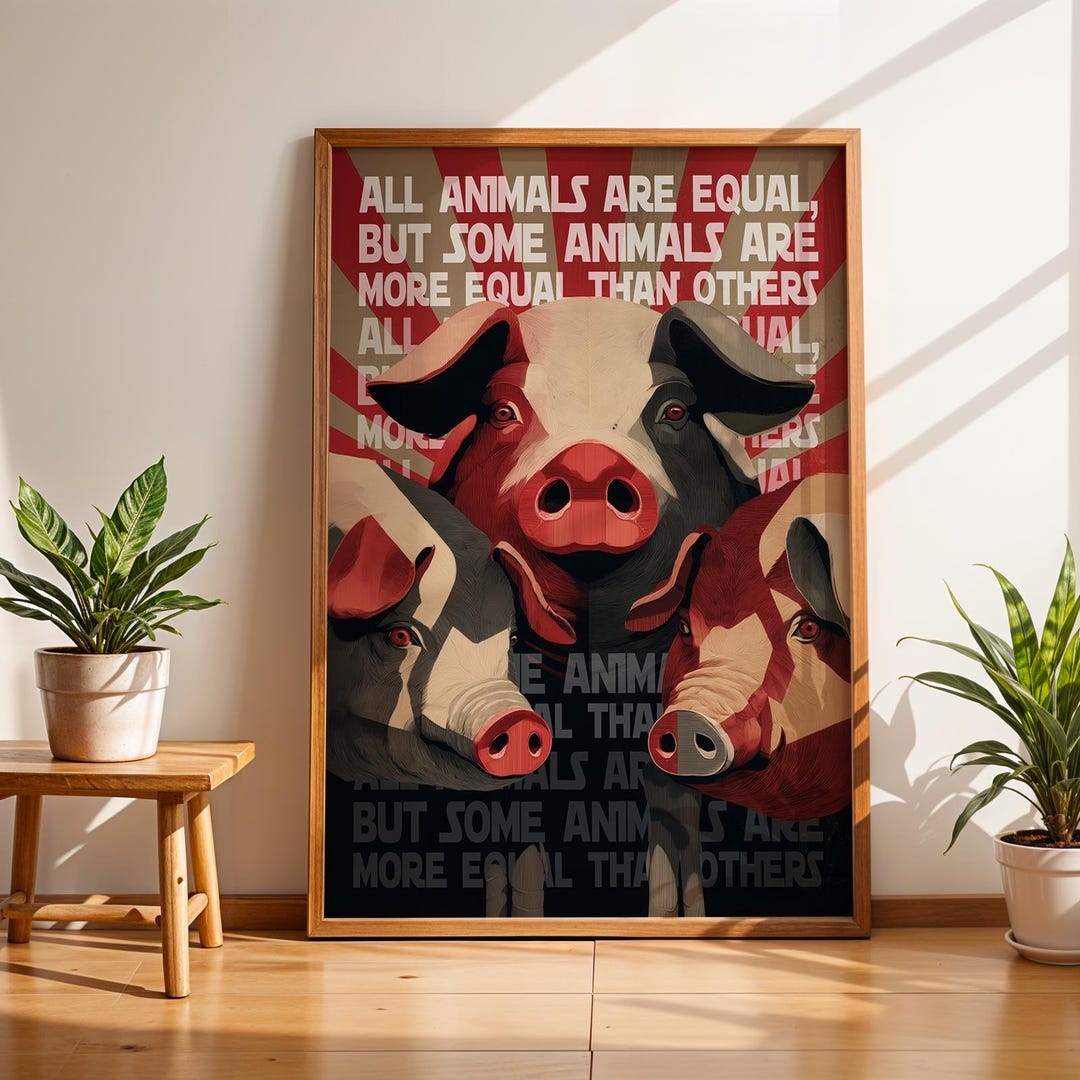 Animal Farm Poster | George Orwell Political Satire Pig Illustration ...