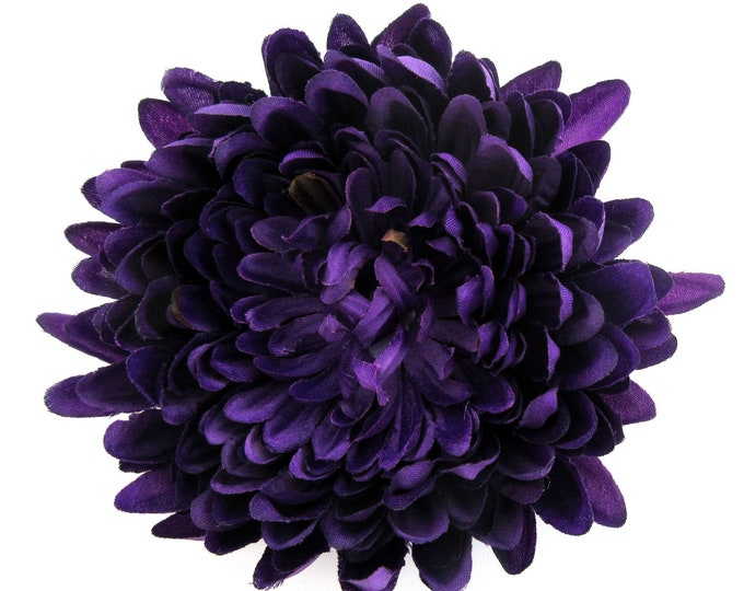 Large 5" Plum Purple Chrysanthemum Poly Silk Flower Hair Clip - Etsy