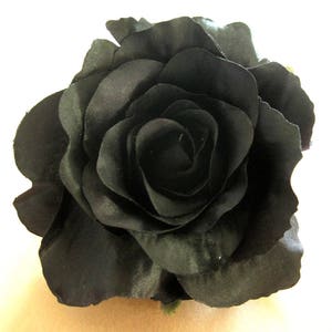 5" Jet Black Rose Flower Poly Silk Hair Comb - Etsy