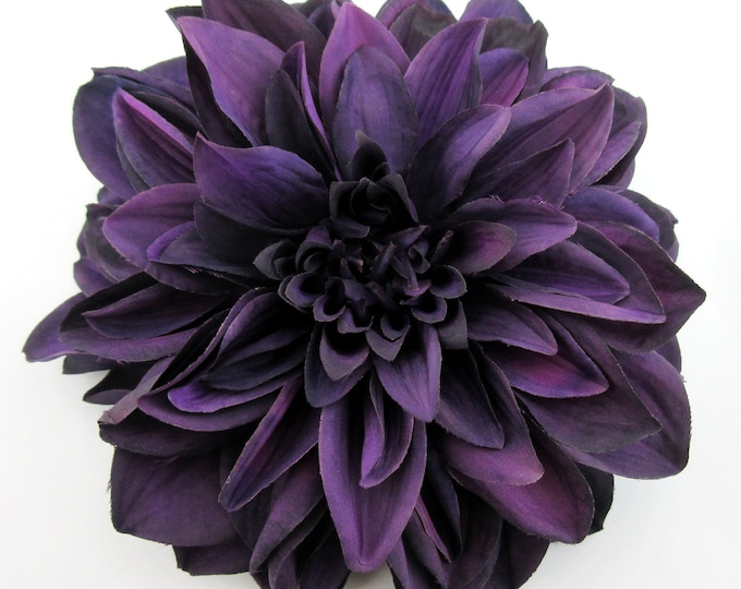Large Plum Purple Dahlia Silk Flower Hair Clip 7