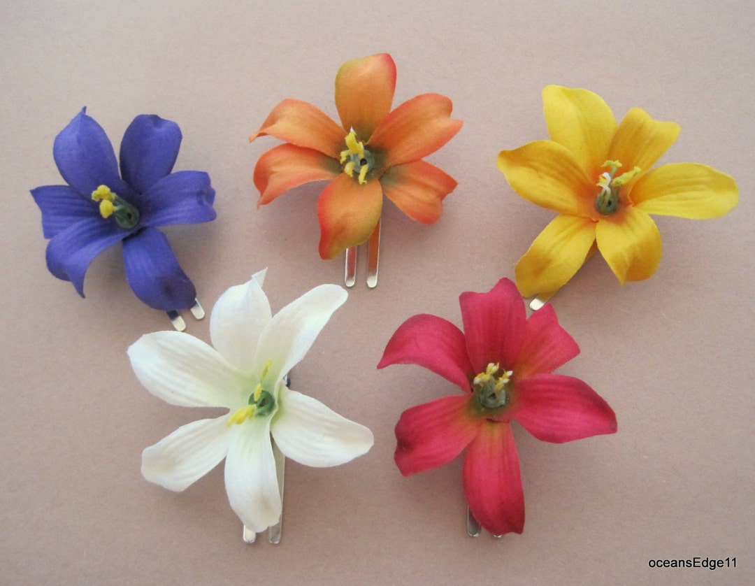 2 Inch Multi Lily Silk Flower Hair Clip 5 Five Pc. Lot - Etsy