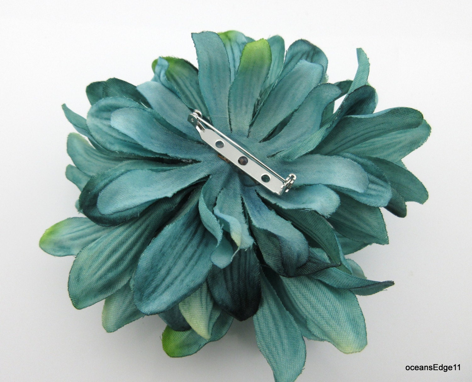 4.5 Variegated Teal Blue Poly Silk Dahlia Flower Brooch | Etsy