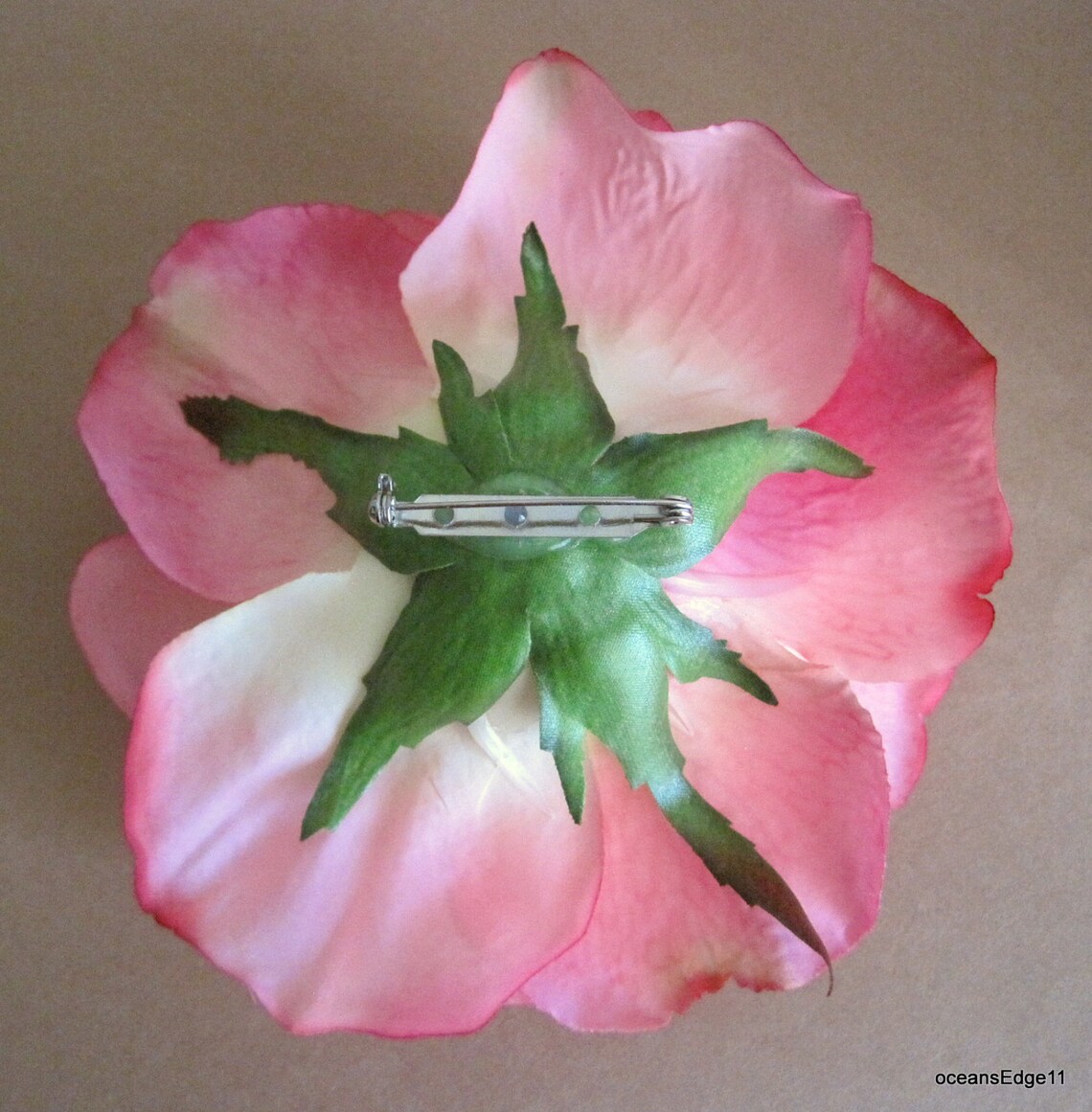 Large 5.5 Variegated Pink Silk Flower Rose Brooch Pin | Etsy