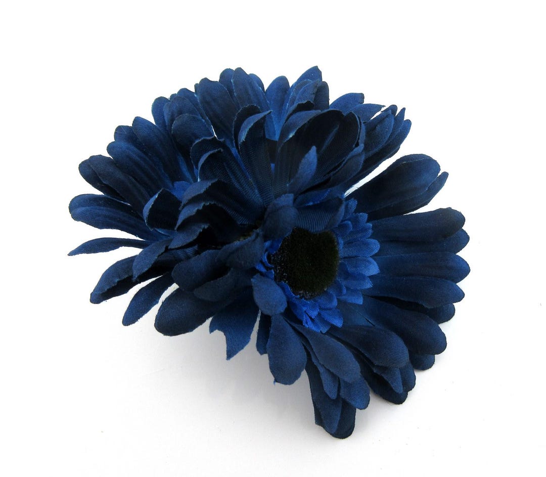 5" Deep Navy Blue Double Gerbera Daisy Hair Clip - Etsy