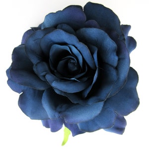 4.5" Deep Navy Blue Silk Rose Flower Hair Clip - Etsy