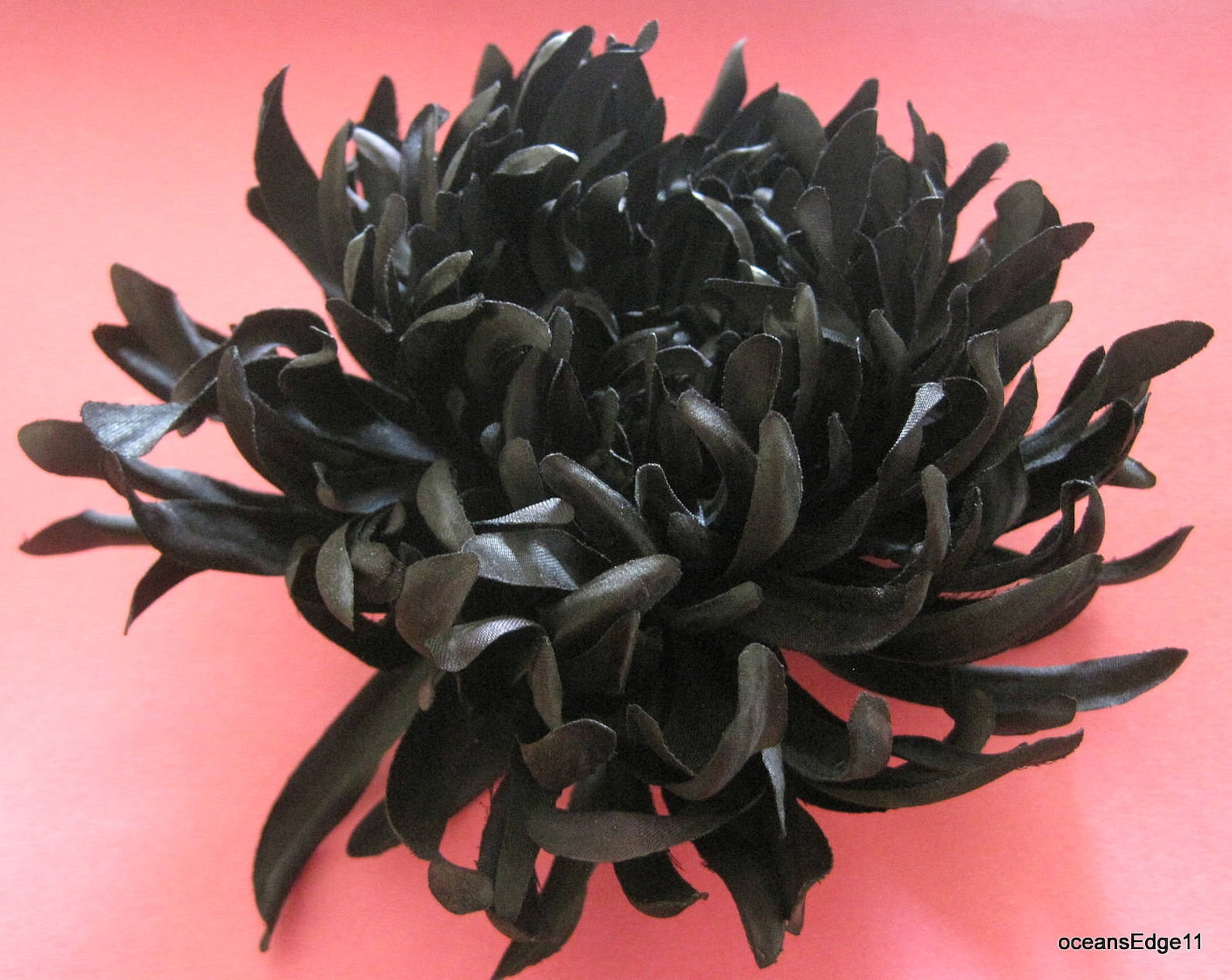 6" Jet Black Spider Mum Poly Silk Flower Brooch Pin, Goth - Etsy