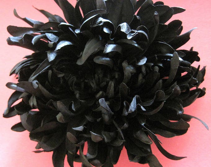 6" Jet Black Spider Mum Poly Silk Flower Brooch Pin, Goth - Etsy