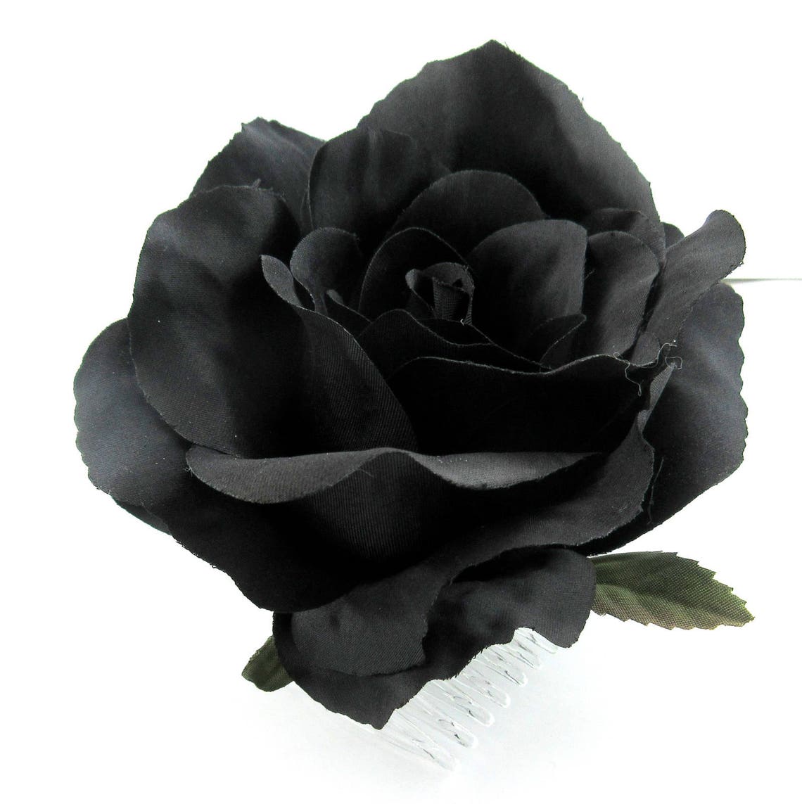 5 Jet Black Rose Flower Poly Silk Hair Comb - Etsy