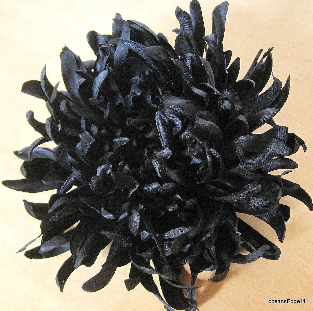 6 Jet Black Spider Mum Poly Silk Flower Brooch Pin, Goth - Etsy