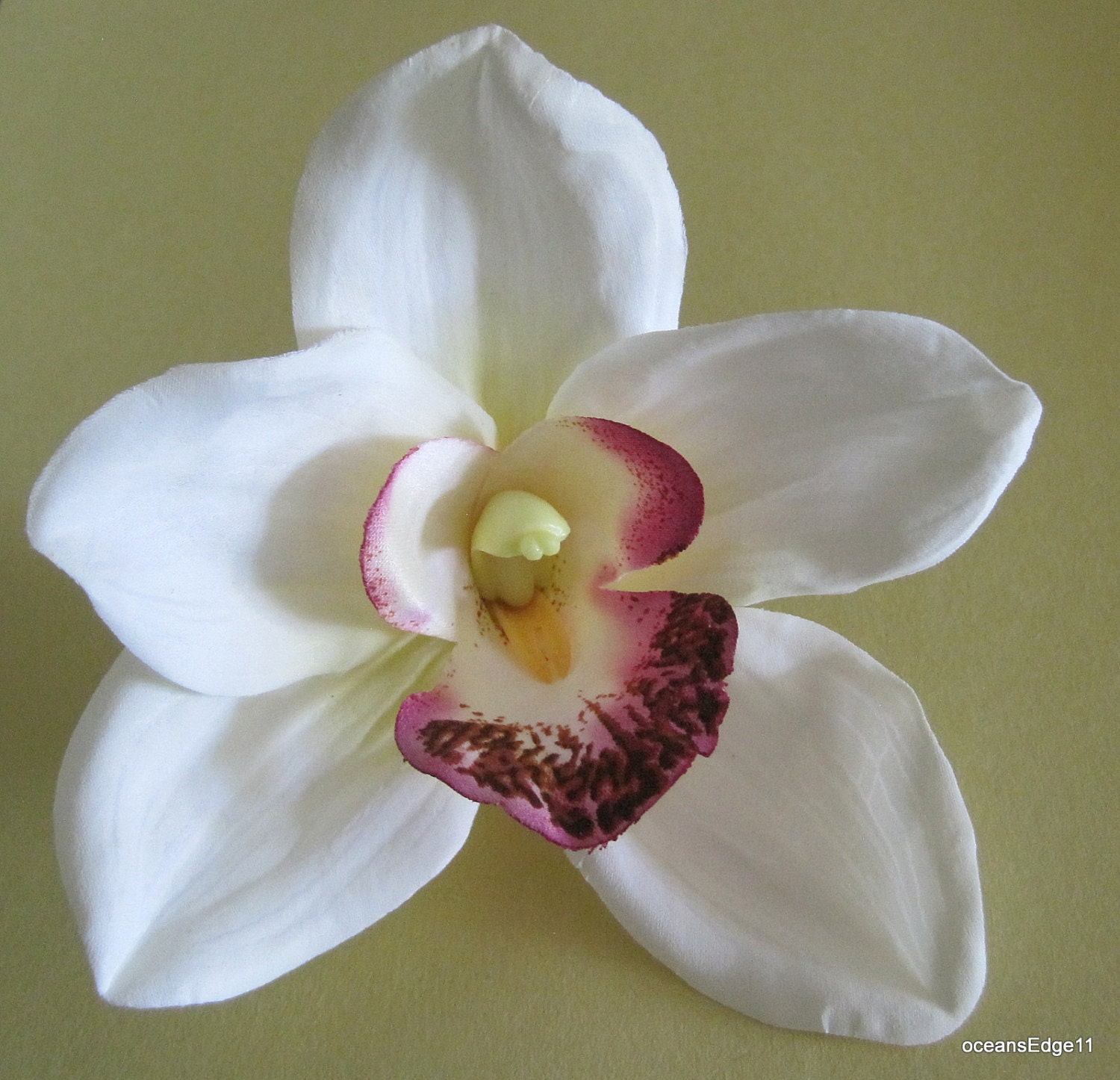 Large Cream White Orchid Silk Flower Brooch Pin - Etsy
