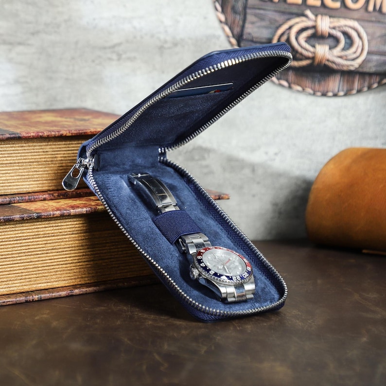 Single Watch Pouch, Personalized Watch Holder, Leather Watch Organizer ...