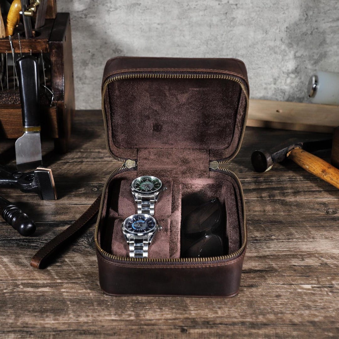 Engraved Leather Watch Case, Custom Watch Travel Case, Watch and ...