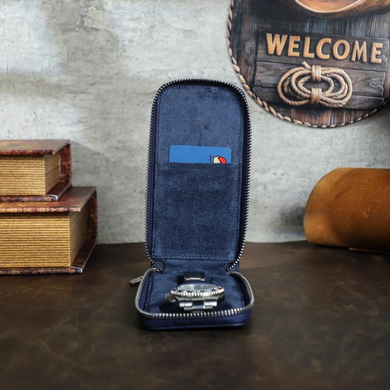 Single Watch Pouch, Personalized Watch Holder, Leather Watch Organizer ...