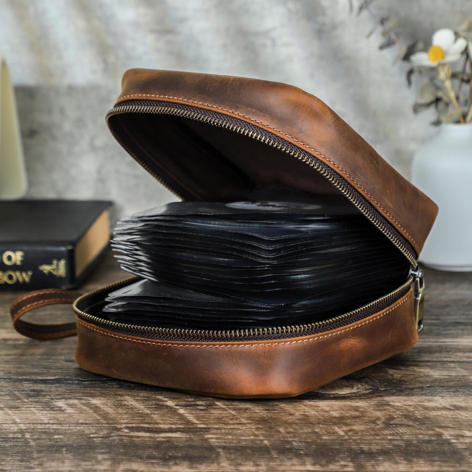Leather CD Case, Personalized DVD Storage Case, Custom CD Organizer for ...