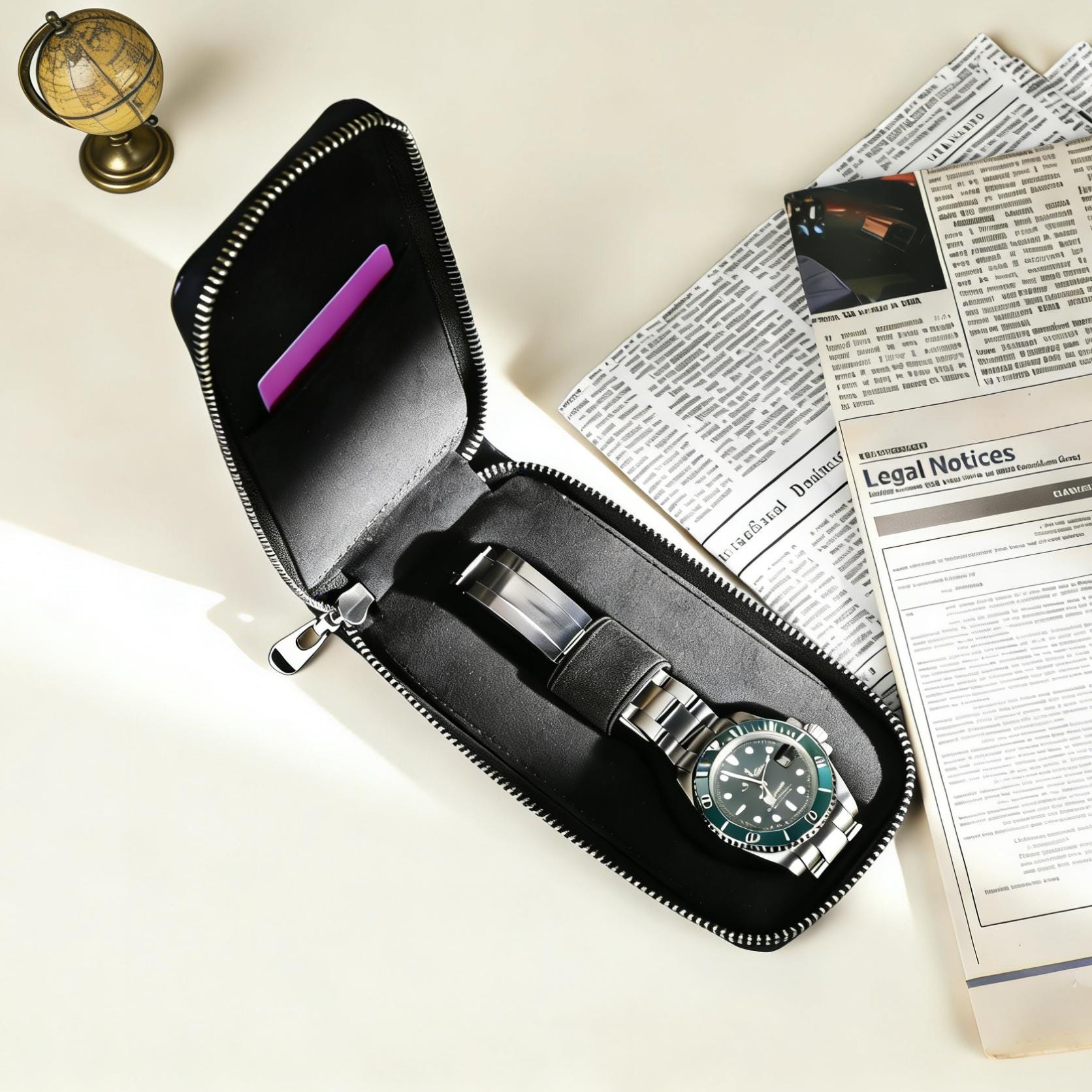 Single Watch Pouch, Personalized Watch Holder, Leather Watch Organizer ...
