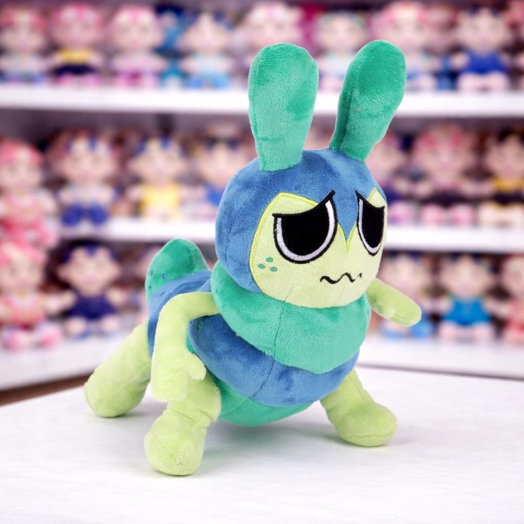 Squirm Dandy’s World Worm Plush Cute Green Blue Bug Plushie Soft ...