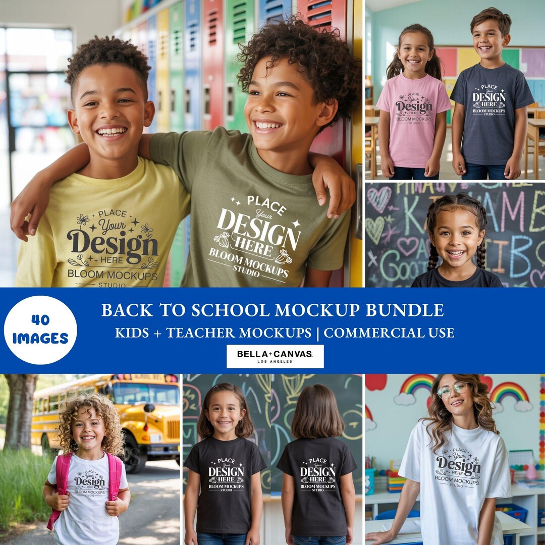 Back to School Shirt Mockup Bundle | Bella Canvas 3001 Kids & Teacher ...