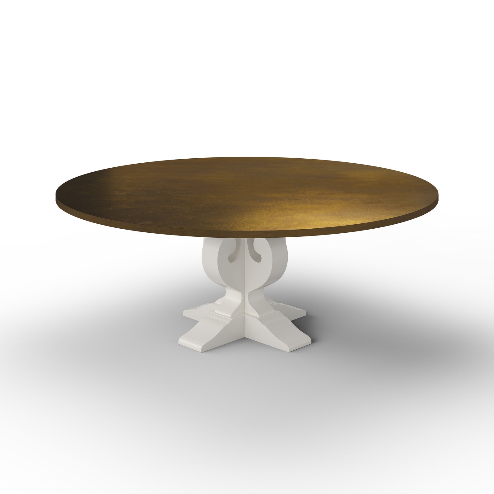 The Fairfield Round Brass Top Dining Table With Metal Base - Etsy
