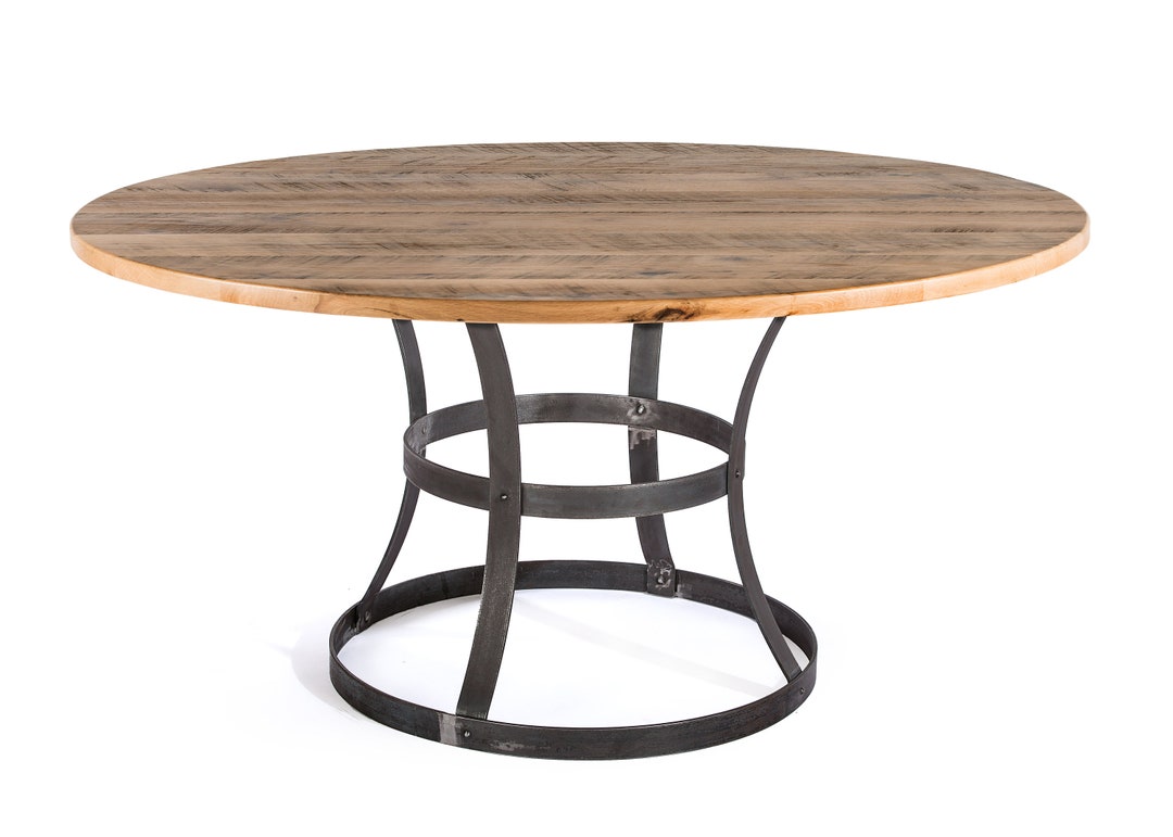 Round Reclaimed Wood Dining Table, Pedestal Base - Etsy