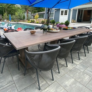 Outdoor Wood Dining Table, Outdoor Wood Trestle Table, Custom Outdoor ...