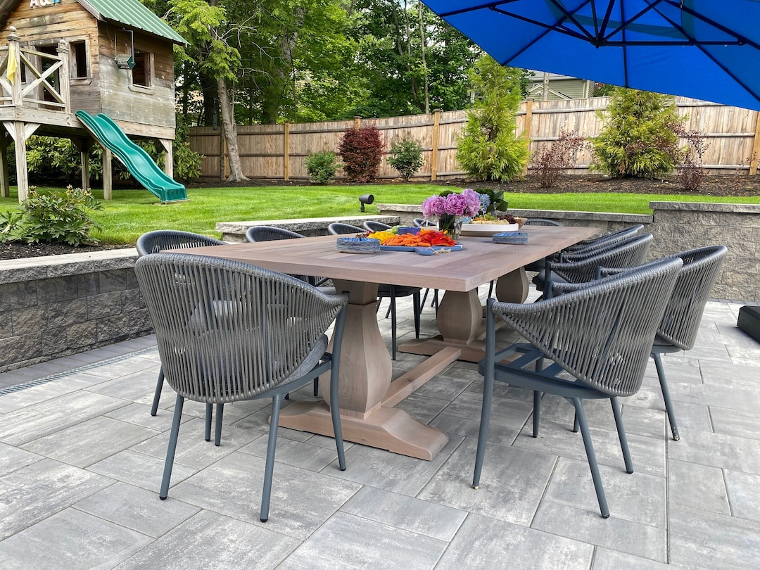 Outdoor Wood Dining Table, Outdoor Wood Trestle Table, Custom Outdoor ...