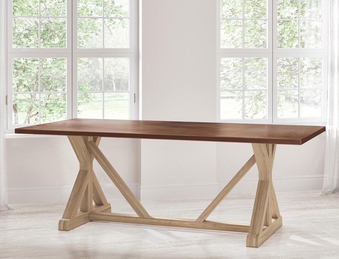 Copper Top Dining Table, Copper Table Trestle Base, Copper Table ...