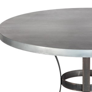 Round Zinc Top Dining Table, Round Industrial Table, Metal Top Pedestal ...