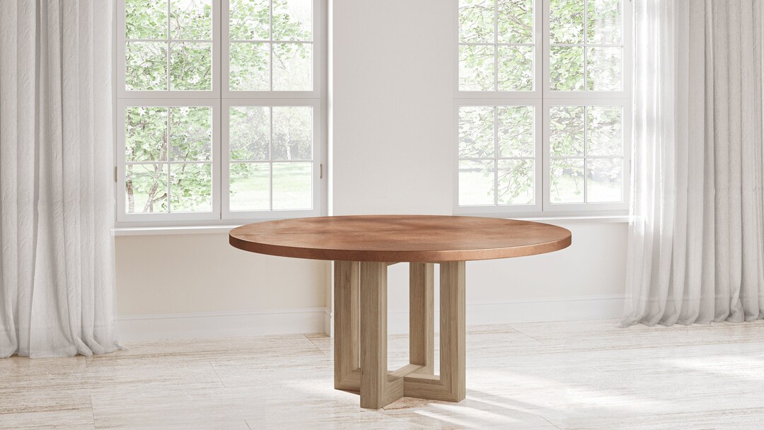 Round Copper Dining Table, Copper Pedestal Dining Table, Round Copper ...