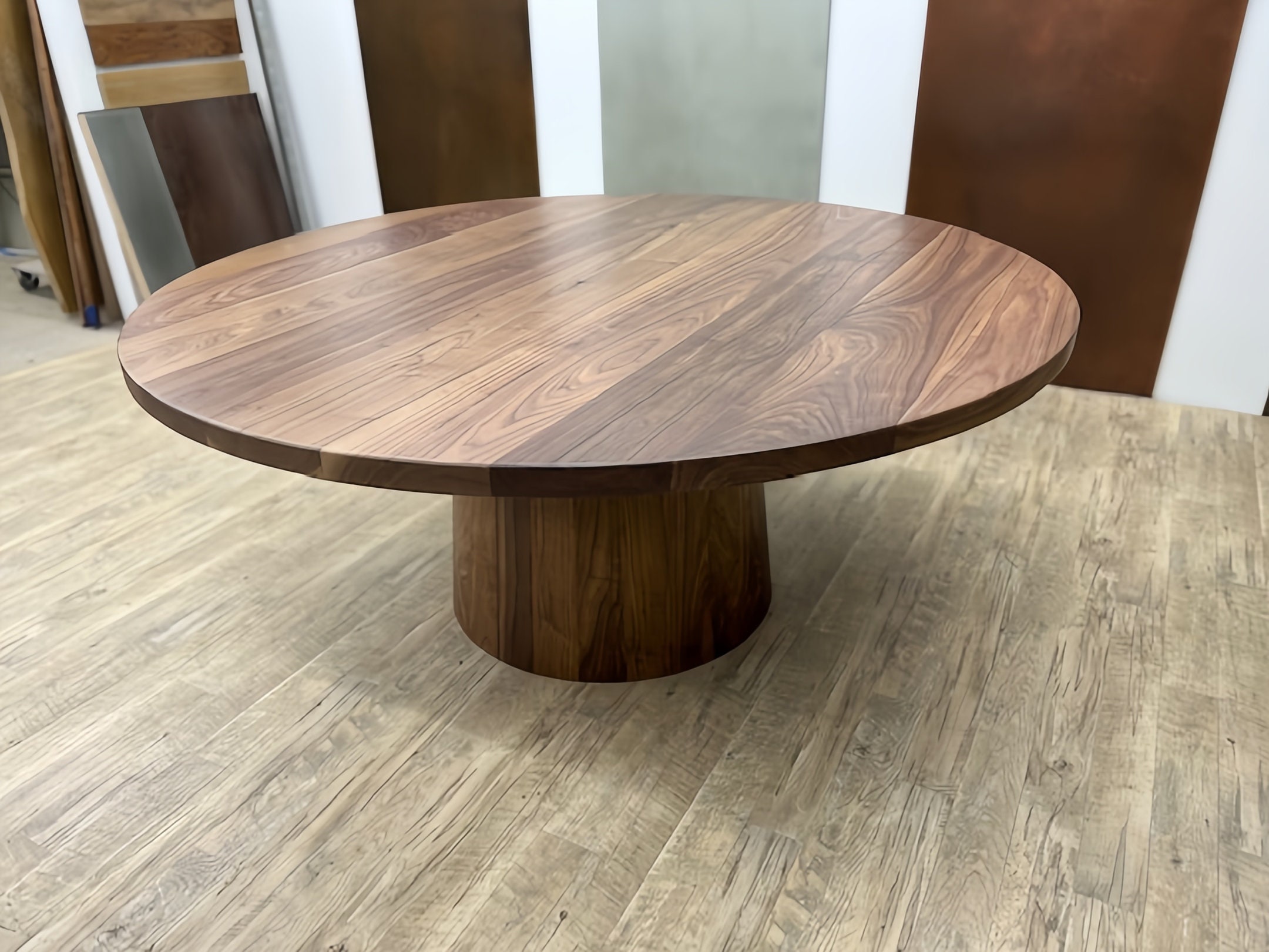Round Black Walnut Dining Table, Round Pedestal Table, Round Solid ...