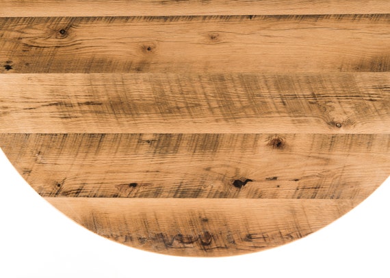 Round Reclaimed Wood Dining Table Pedestal Base Etsy