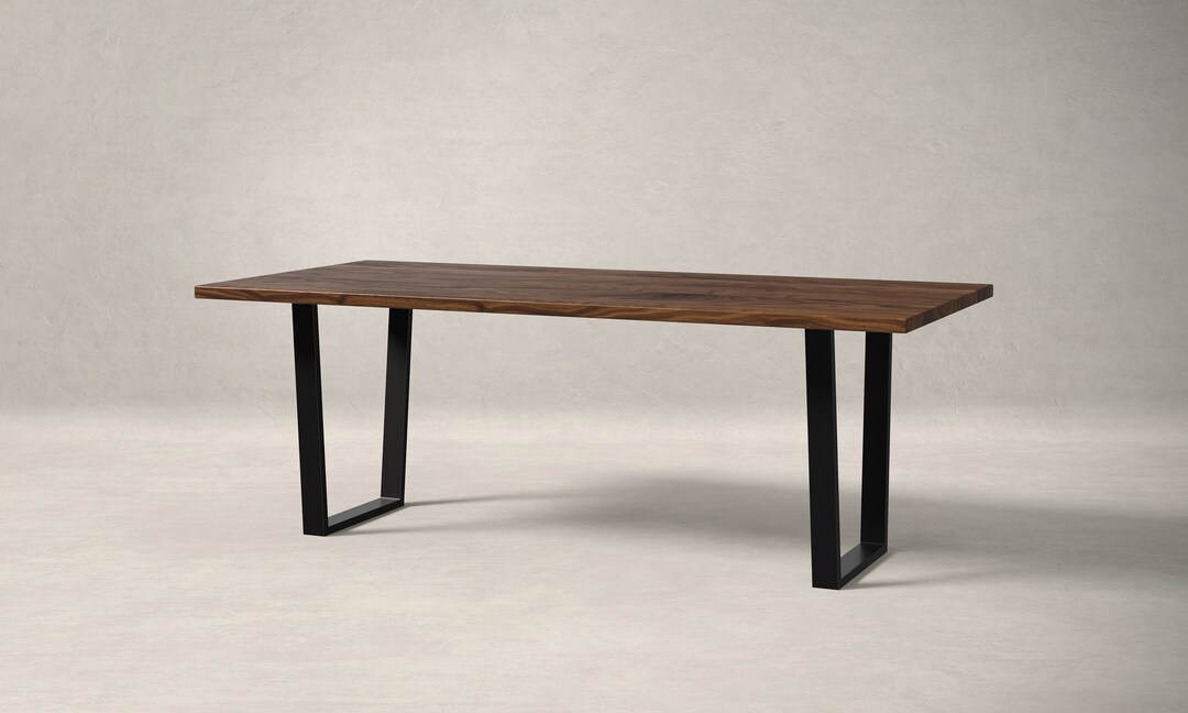 Black Walnut Dining Table, Metal Legs, Solid Wood, 2 Legged Dining ...