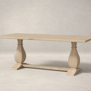 White Oak Dining Table, Trestle Dining Table - Etsy