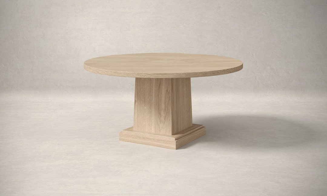 Round White Oak Dining Table, Pedestal Base - Etsy