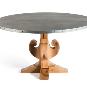 Round Zinc Top Pedestal Dining Table - Etsy
