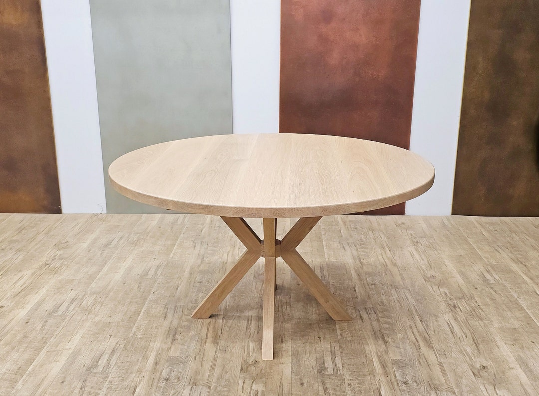 Round White Oak Dining Table, Round Bleached Oak Dining Table, Bleach ...