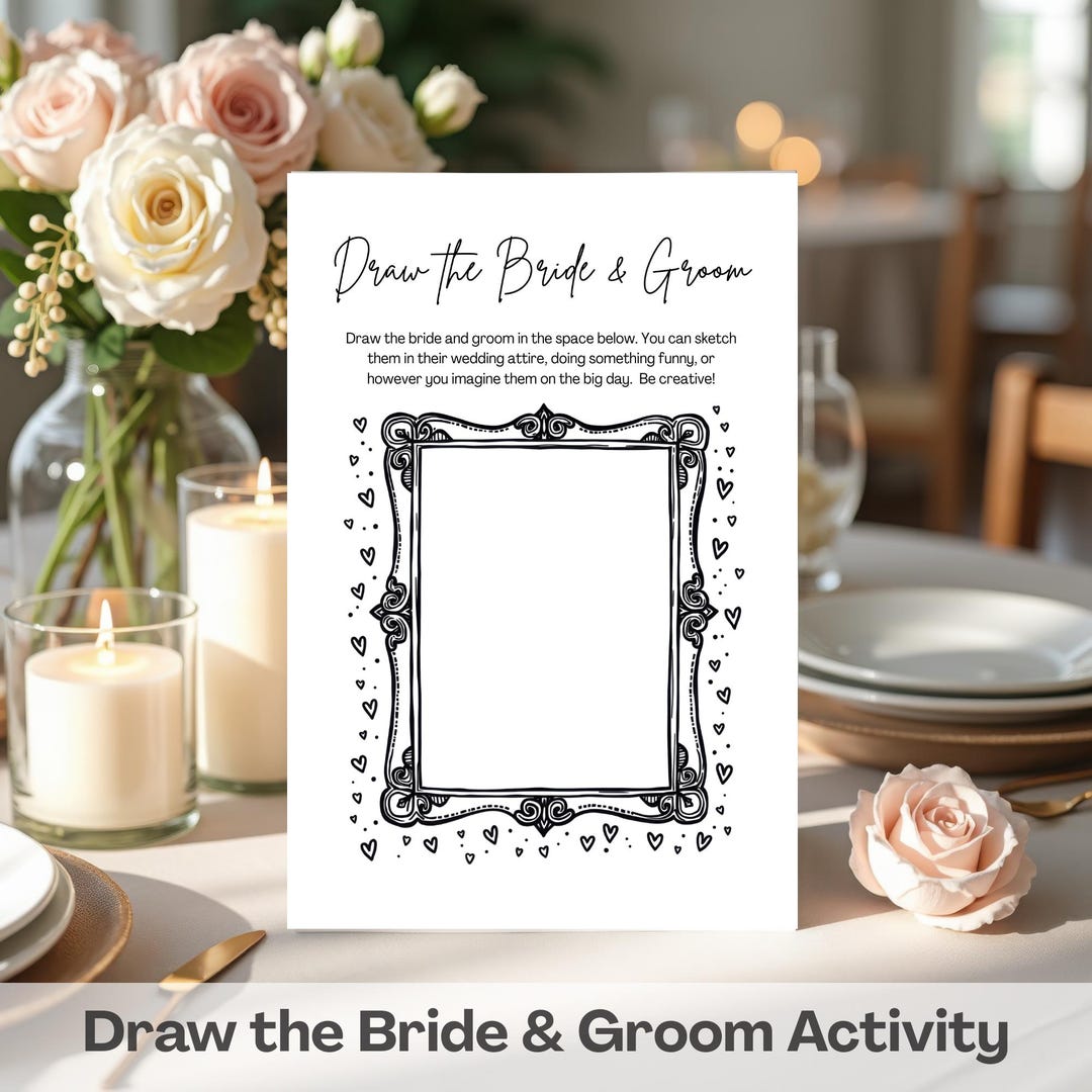 Draw the Bride and Groom Bridal Shower Game: Fun Printable Activity ...