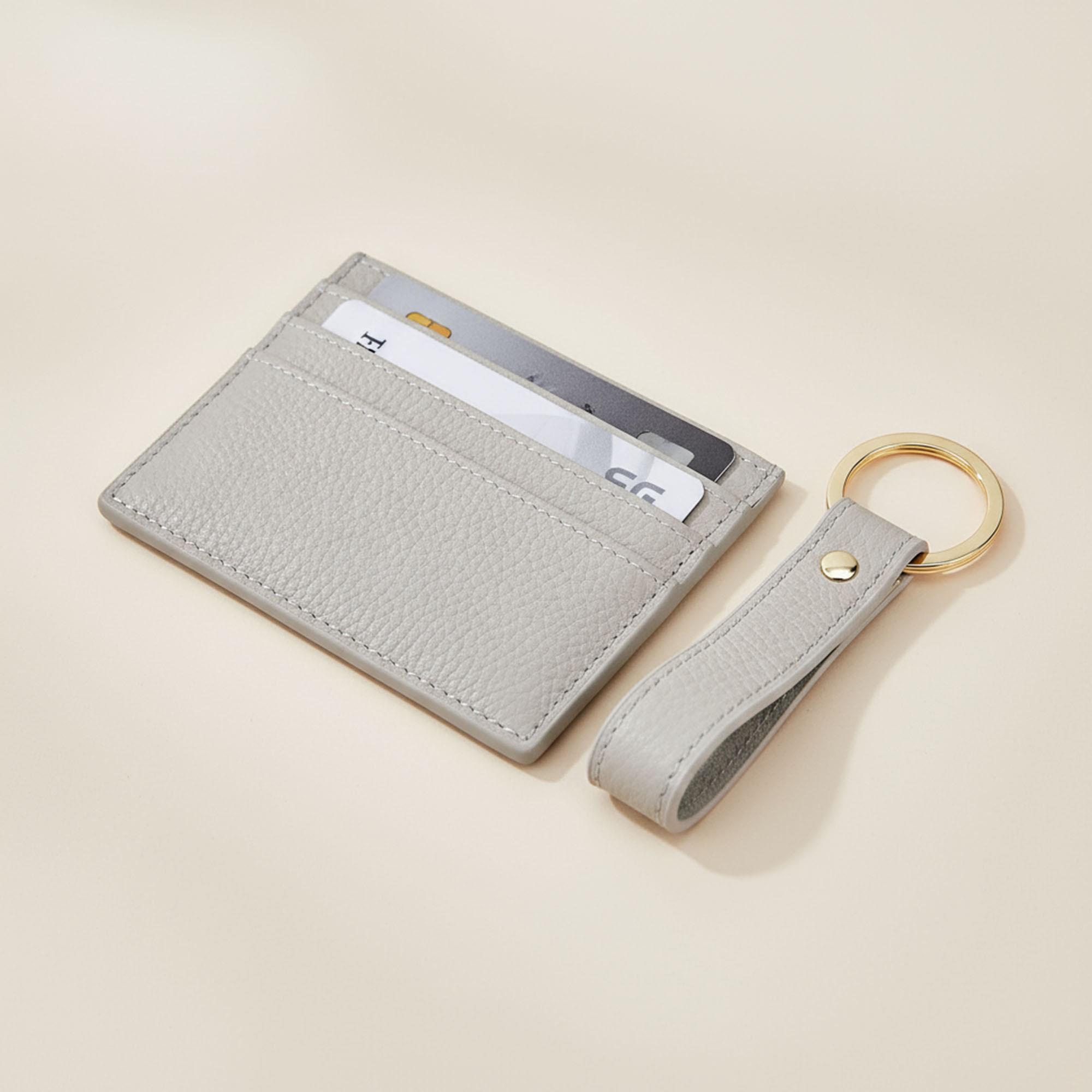 Personalized Card Holder Gift Set With Keychain, Leather Card Holder ...