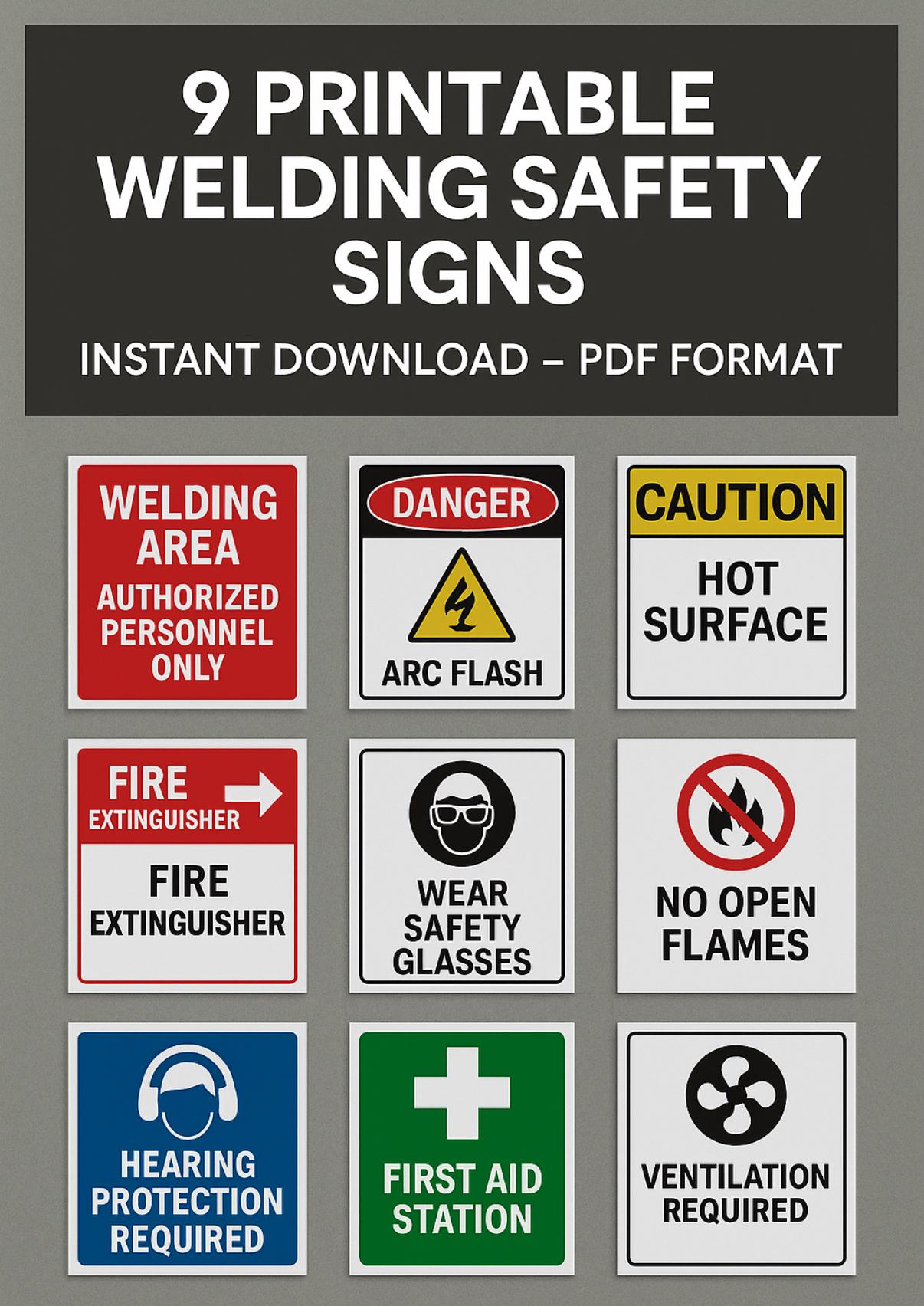 Welding Safety Signs: OSHA Workplace Posters (printable PDF Download ...