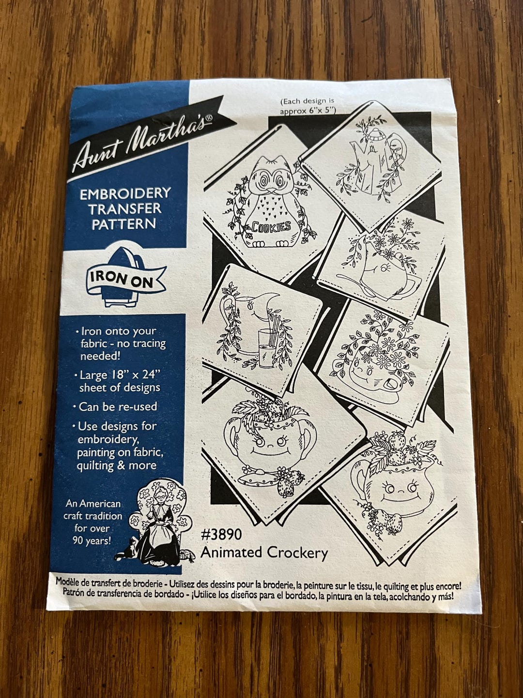 Aunt Martha’s Embroidery Transfer Pattern, #3890 Animated Crockery - Etsy