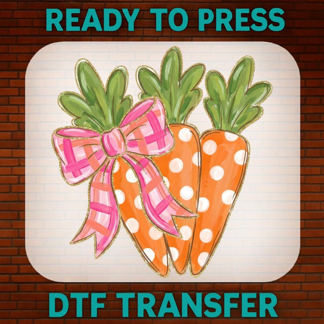 Glitter Coquette Easter Carrots DTF Transfer, Polka Dot Carrots With ...
